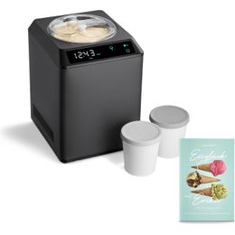 SPRINGLANE Eismaschine & Joghurtbereiter Erika 2,5 L mit selbstkühlendem Kompressor 250 W, Eiscrememaschine aus Edelstahl mit Kühl- und Heizfunktion, inkl. Rezeptheft + 2 Aufbewahrungsbehälter