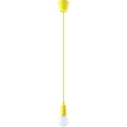 Licht-Erlebnisse Retro Hängelampe Gelb verstellbar bis 90cm vielseitig für E27 NESSA Küche Jugendzimmer Pendelleuchte