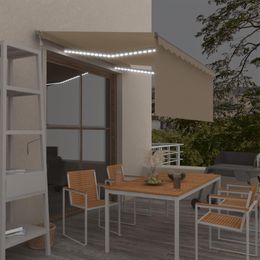 vidaXL Markise Automatisch mit Rollo LED Windsensor 3x2,5 m Creme