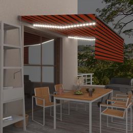 vidaXL Markise Automatisch mit Rollo LED Windsensor 4x3 m Orange Braun