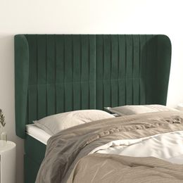 vidaXL Kopfteil mit Ohren Dunkelgrün 147x23x118/128 cm Samt