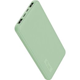 Trust Mobile Primo Dünne Powerbank Schnellladefunktion 10000 mAh, Nachhaltig, USB C Externer Akku, Tragbares Ladegerät 3A, Power Bank Handy, Smartphone, iPhone, iPad, Samsung, Xiaomi - Grün