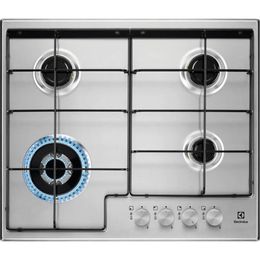 Electrolux EGS6434X Einbaukochfeld, Edelstahl, Gas, vier Brenner, Pfannen aus Gusseisen