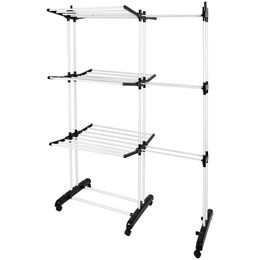 Wäscheständer 3 Ebenen klappbar mobil Wäschetrockner mit Seitenflügel Ausziehbar 75-142.5*64*170cm Schwarz