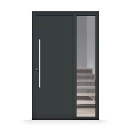 Haust&uuml;r mit Seitenteil rechts, Aluminium, Anthrazitgrau RAL 7016, 1050 x 1700 mm, Modell Berlin, individuell konfigurieren