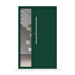 Haust&uuml;r Gr&uuml;n mit Seitenteil links, Aluminium, RAL 6005 Moosgr&uuml;n, 1050 x 1700 mm, Modell Berlin, individuell konfigurieren