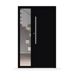 Haust&uuml;r Schwarz mit Seitenteil links, Aluminium, RAL 9005 Tiefschwarz, 1050 x 1700 mm, Modell Berlin, individuell konfigurieren