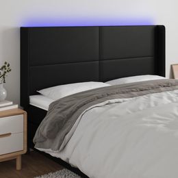 vidaXL LED Kopfteil Schwarz 163x16x118/128 cm Kunstleder