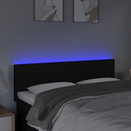 vidaXL LED Kopfteil Schwarz 144x5x78/88 cm Stoff