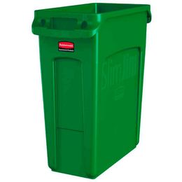 Rubbermaid Slim Jim Mülleimer mit Belüftungskanälen | 60 Liter, HxBxT 63,5x28x56cm | Grün