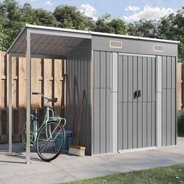 vidaXL Gartenhaus mit Schleppdach Hellgrau 277x107x181 cm Stahl