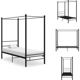 vidaXL Himmelbett Schwarz Metall 90x200 cm - Betten & Bettgestelle
