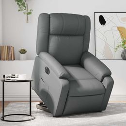 vidaXL Massagesessel mit Aufstehhilfe Elektrisch Grau Kunstleder