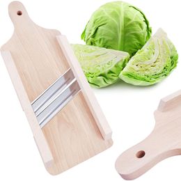 Hölzerne Shredder Cutter Kohlhobel Grater Slicer für Gemüse Obst 36cm 2-Messer