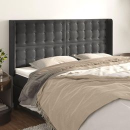 vidaXL Kopfteil mit Ohren Dunkelgrau 163x16x118/128 cm Samt
