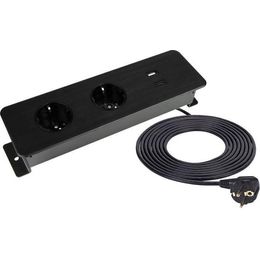 DesignLight Möbel-Einbausteckdose TAOBOX schwarz mit USB A und USB C / Tischsteckdose