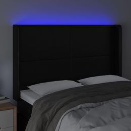 vidaXL LED Kopfteil Schwarz 147x16x118/128 cm Kunstleder