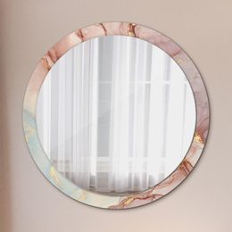 Ø100cm Spiegel - Glasrahmen mit Aufdruck - Wandspiegel Schlafzimmer - Abstrakt flüssig