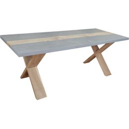 Casa Padrino Landhausstil Esstisch Grau / Naturfarben 240 x 100 x H. 78 cm - Landhausstil Küchentisch - Landhausstil Gartentisch - Landhausstil Esszimmer & Garten Möbel