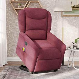 vidaXL Elektrischer Massagesessel mit Aufstehhilfe Weinrot Stoff