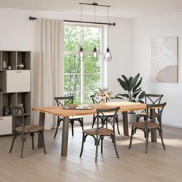 vidaXL Esstisch Hellbraun 240x120x74 cm Massivholz Eiche Rechteckig