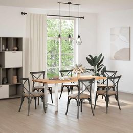 vidaXL Esstisch mit Baumkanten 200x80x74cm Massivholz Eiche Rechteckig