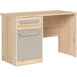 Schreibtisch Stella mit 1 Schublade und 1 Tür, Holzoptik und Grau, 54cm