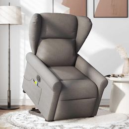 vidaXL Elektrischer Massagesessel mit Aufstehhilfe Taupe Stoff