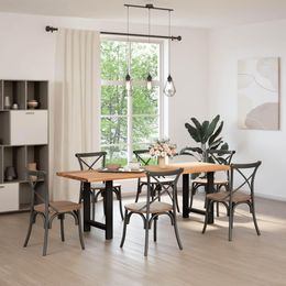 vidaXL Esstisch Hellbraun 240x80x74 cm Massivholz Eiche Rechteckig