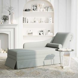 vidaXL Chaiselongue mit Nackenrolle und Rechter Armlehne Hellgrau Samt