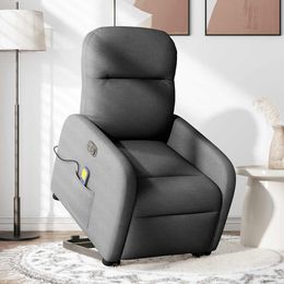 vidaXL Elektrischer Massagesessel mit Aufstehhilfe Dunkelgrau Stoff