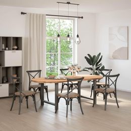 vidaXL Esstisch Hellbraun 220x100x74 cm Massivholz Eiche Oval