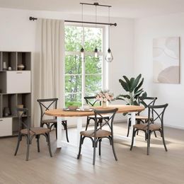 vidaXL Esstisch Hellbraun 220x100x74 cm Massivholz Eiche Oval