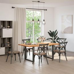 vidaXL Esstisch Hellbraun 180x100x74 cm Massivholz Eiche Rechteckig