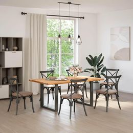 vidaXL Esstisch Hellbraun 180x100x74 cm Massivholz Eiche Rechteckig