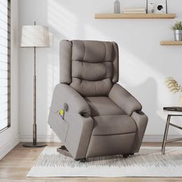 vidaXL Elektrischer Massagesessel mit Aufstehhilfe Taupe Stoff