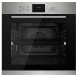 Böhme Einbaubackofen HB60F78PPX mit versenkbare Knebel, Edelstahl Glas mit Heißluft, Timer, 1-fach Teleskopauszug