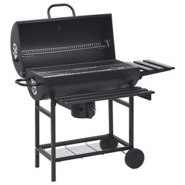 Grillwagen mit Rädern und Ablagen Schwarz Stahl 115x85x95 cm