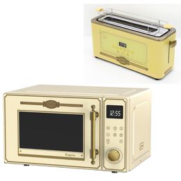 Kaiser Empire M 2530 ElfEm Mikrowelle 25L Mikrowellenherd mit Heißluft Grill 25 Funktionen+Retro-Toaster Kaiser T 4000 ElfEm