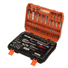 108 Stück Mechanische Reparaturwerkzeuge Schlageinsatz-Sortiment Set Ratsche und Sechskantschlüssel Schraubendreher-Bits