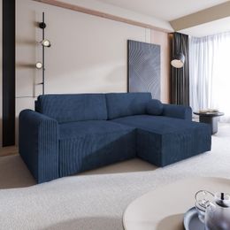 Masseno Ecksofa FIANO P mit Schlaffunktion L-Form, Sofa mit Bettkasten, Wohnzimmersofa, Couch, Soffa, Bettsofa, Couchgarnitur- Blau, POSO 05