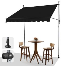 FCH Balkonmarkise 200x150x(200-300) cm Gelenkarm Markise Klemmmarkise Sonnenmarkise Balkon ohne Bohren - Beschattung Terrasse & Balkon,Schwarz
