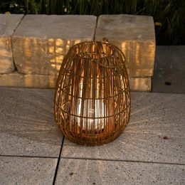 esotec Solar Rattanleuchte Isabella 28 Crackle Bruchglas Kugel Boho-Stil 102281