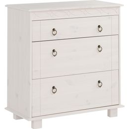 Kommode Home Affaire "Indra", weiß, B:74cm H:75cm T:35cm, Massivholz, Sideboards, 74 cm breit