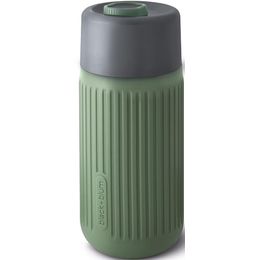 Coffee-to-go-Becher BLACK+BLUM "To-Go B", grün (olivgrün), B:7cm H:17cm Ø:7cm, Glas, Kunststoff, Trinkgefäße, purer Kaffeegenuss, 340 ml