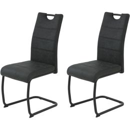 Freischwinger Hela "DUNJA", schwarz (vintage anthrazit, schwarz, schwarz), B:44cm H:98cm T:58cm, 100% Polyester, Stühle, Schwingstuhl; Vintage Optik; mit Griff; Rundrohrgestell