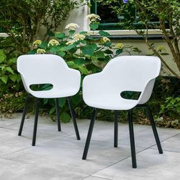 Gartenstuhl mit Metallbeinen Noa 2 Stk. Weiß