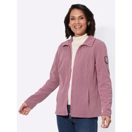 Fleecejacke Casual Looks, Damen, Gr. 36, rosa (altrosa, schwarz), 100% Polyester, gemustert, mehrfarbig, Jacken Fleecejacke