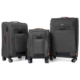 RGL S-030 Kofferset Reisekofferset Stoff 3in1 Koffer Set 3tlg XXL XL L Farbe: Graphit