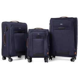 RGL S-030 Kofferset Reisekofferset Stoff 3in1 Koffer Set 3tlg XXL XL L Farbe: Dunkel Blau